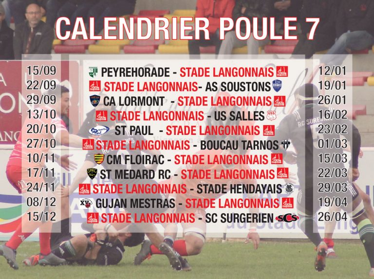 Le calendrier révélé par la FFR ! - Stade Langonnais Rugby
